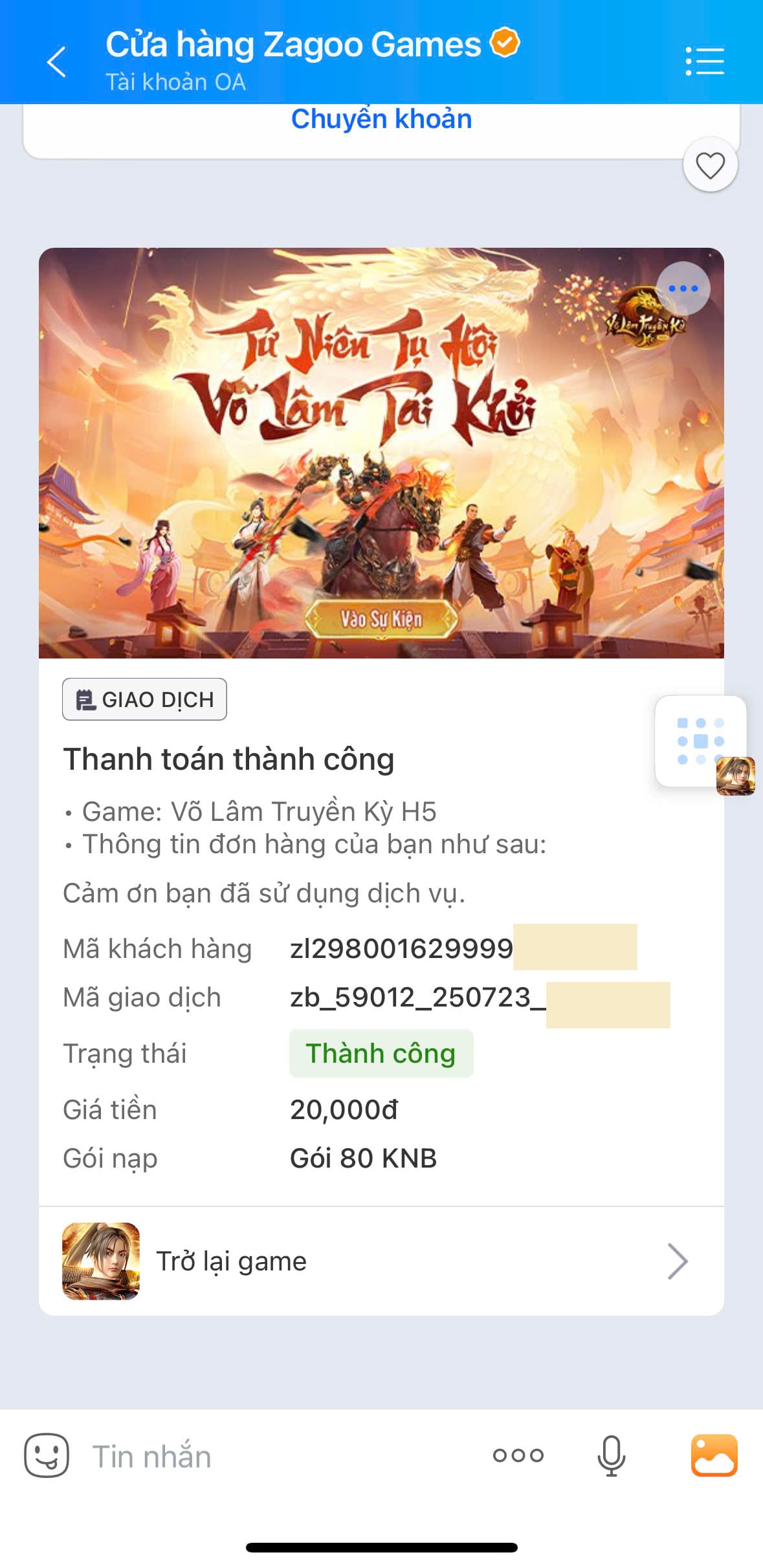 Võ Lâm Truyền Kỳ H5 - Zagoo